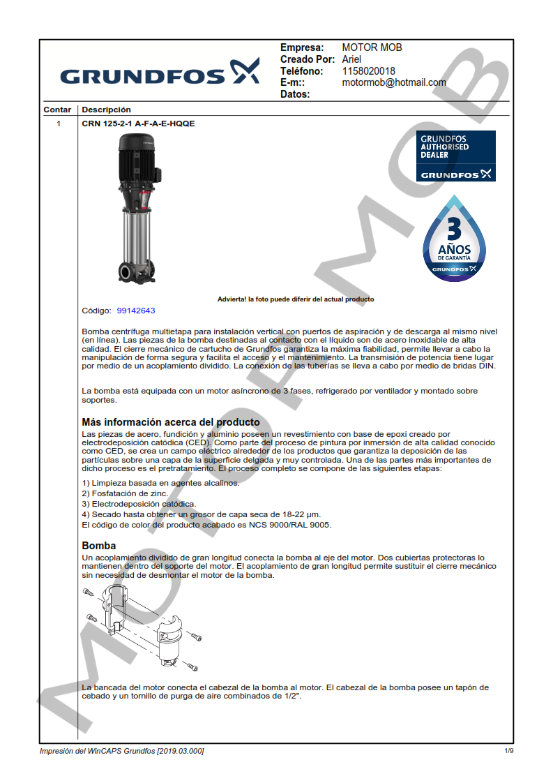 BOMBA MULTICELULAR VERTICAL GRUNDFOS CRN 125-2-1 25 HP TRIFASICA ...