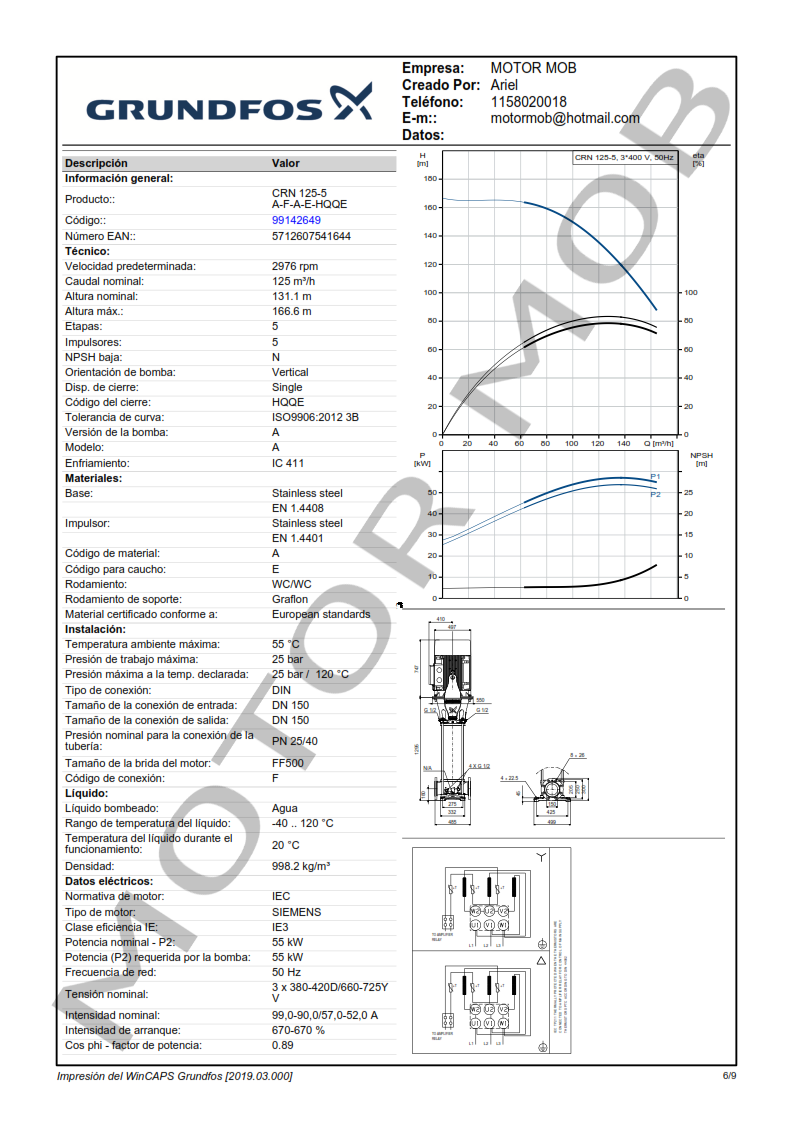 BOMBA MULTICELULAR VERTICAL GRUNDFOS CRN 125-5 75 HP TRIFASICA ARTICULO ...