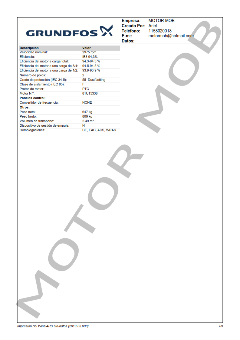 BOMBA MULTICELULAR VERTICAL GRUNDFOS CRN 125-5 75 HP TRIFASICA ARTICULO ...